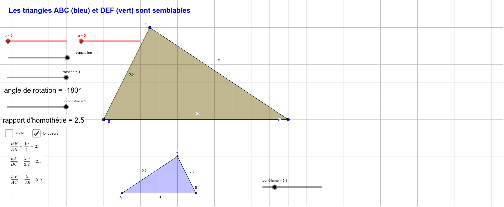 Triangles semblables, activité sujet C – GeoGebra