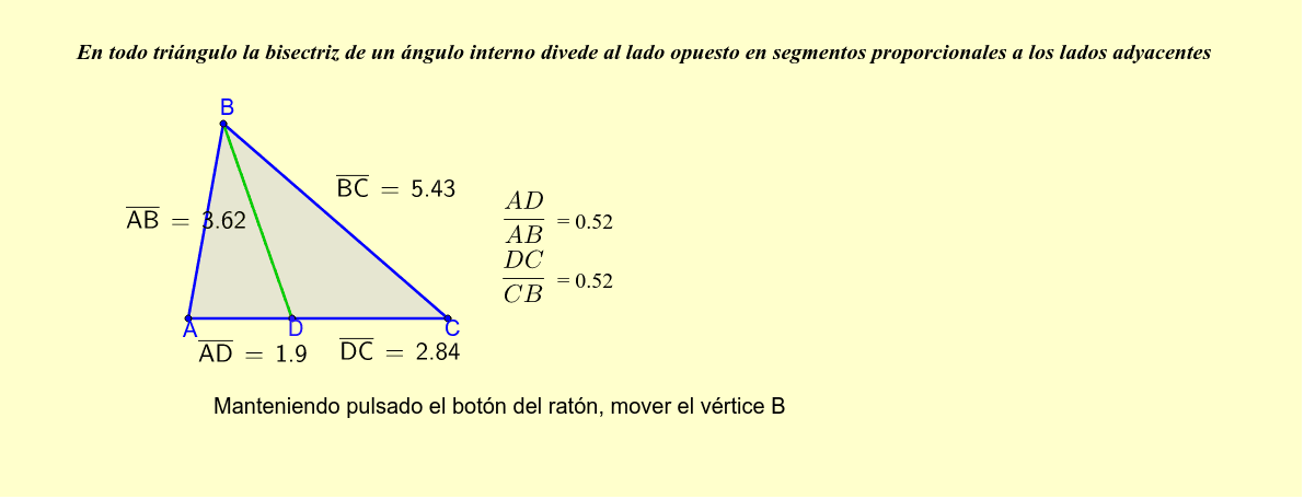 Teorema de la bisectriz interior – GeoGebra