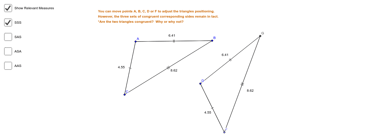 Triangle Congruence Shortcuts – GeoGebra