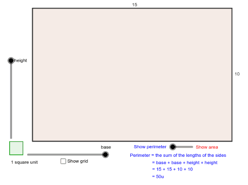 MFM1PD Area and perimeter – GeoGebra