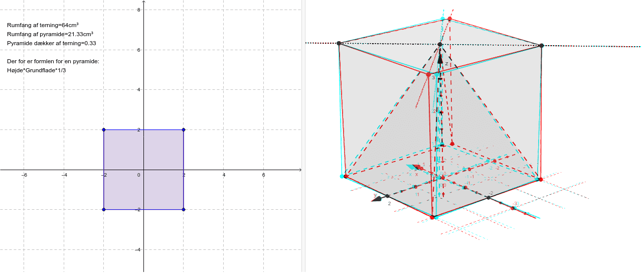 Forklaring på formel for rumfang af en pyramide – GeoGebra
