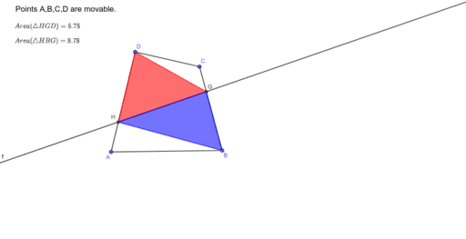 Two triangles of equal area – GeoGebra