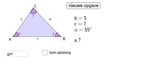 cosinusregel in willekeurige driehoek – GeoGebra
