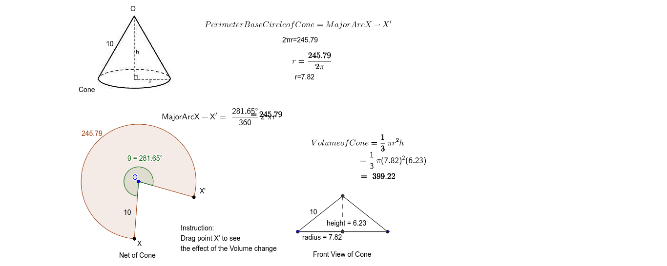 Cone (Volume and Curve Surface Area) – GeoGebra