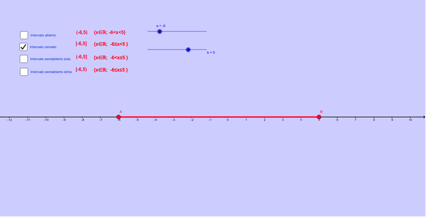 Representación de intervalos en la recta real – GeoGebra