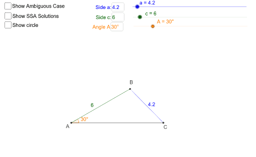 Law of Sines Ambiguous Case SSA iPad Version – GeoGebra