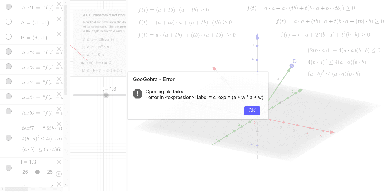 Cauchy Schwartz Inequality – GeoGebra