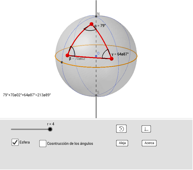 Ángulos en triángulo esférico – GeoGebra