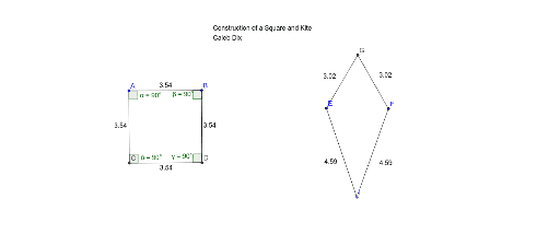 Construction of a Square and Kite – GeoGebra