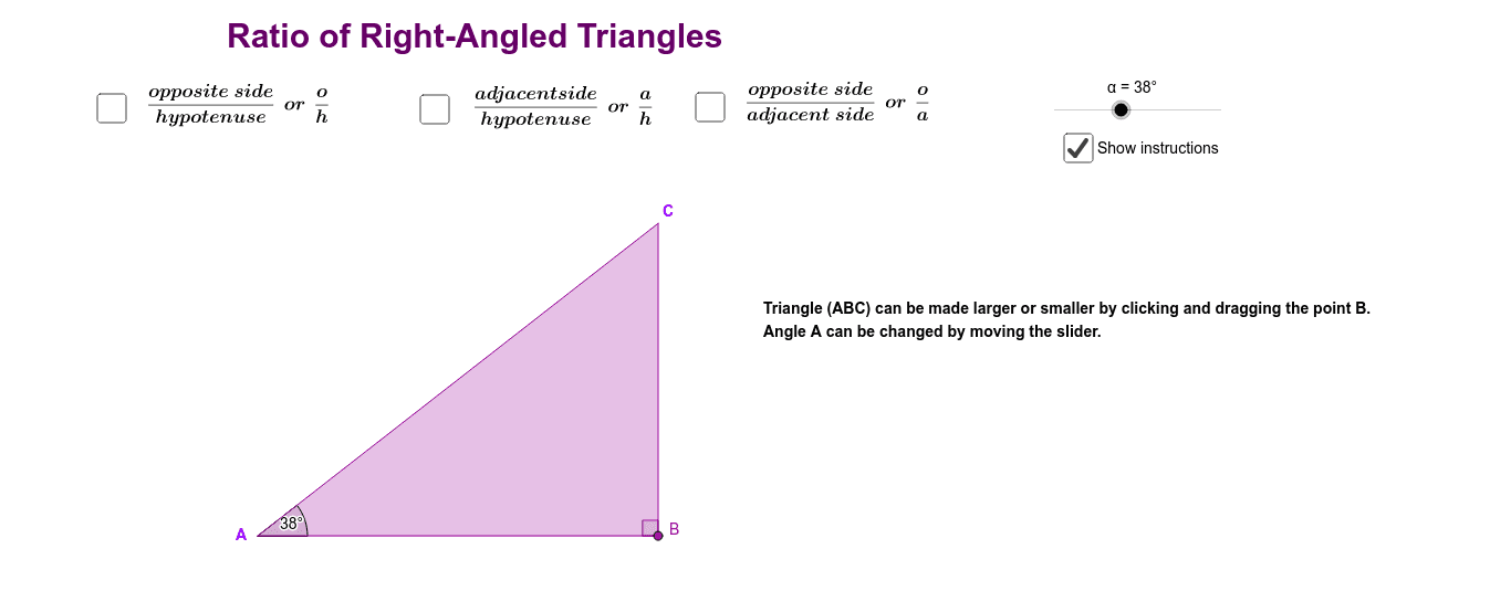 Ratio of Right-Angled Triangles – GeoGebra