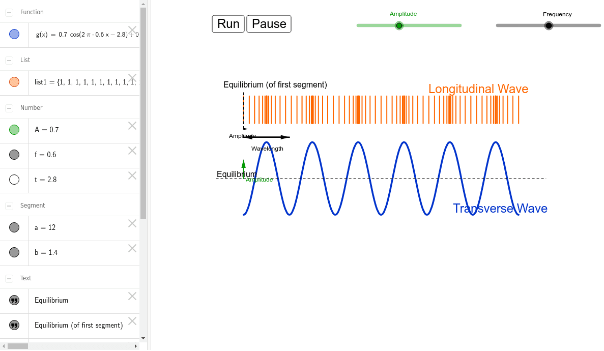 simulation with longitudinal and transverse standing waves – GeoGebra
