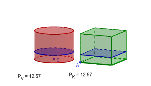 Volumen valjka - Cavalijerijev princip – GeoGebra