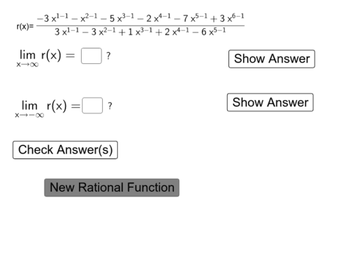 Limits of Rational Functions at Infinity Practice – GeoGebra