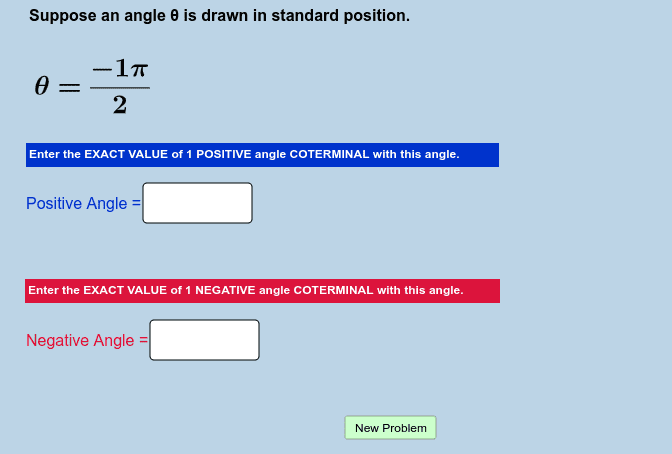 Coterminal Angles: Question Generator – GeoGebra