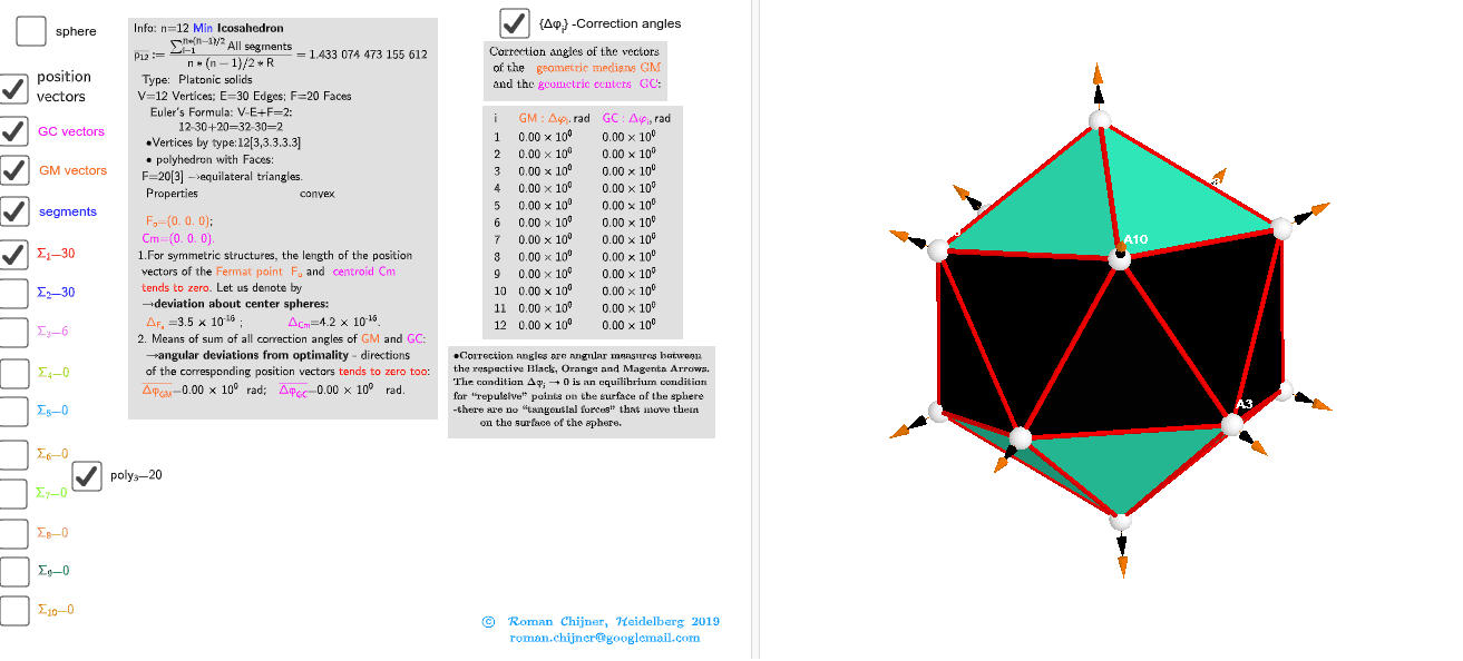 Icosahedron. Vertices 12. – GeoGebra