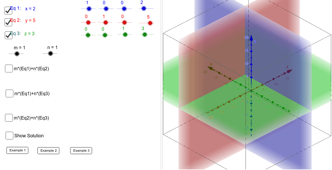 Systems Of Linear Equations 3X3 s Linear Combinations GeoGebra
