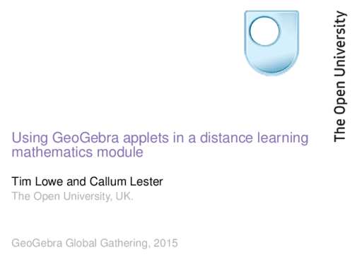 Using GeoGebra applets in a distance learning mathematics module – GeoGebra