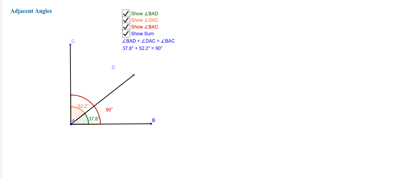 Complementary Angles – GeoGebra