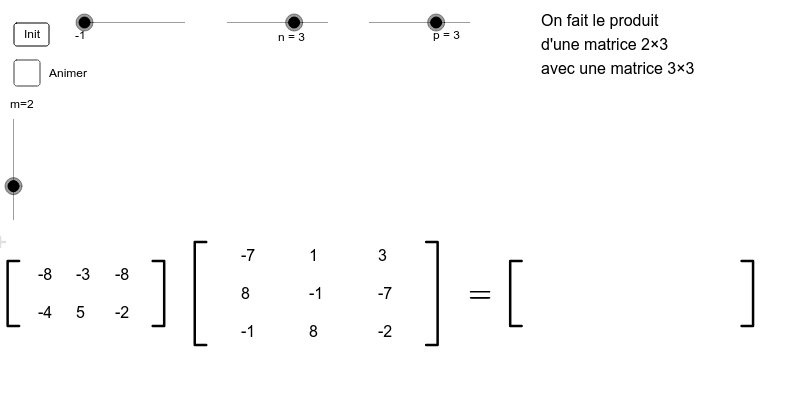 Calcul d'un produit de deux matrices – GeoGebra