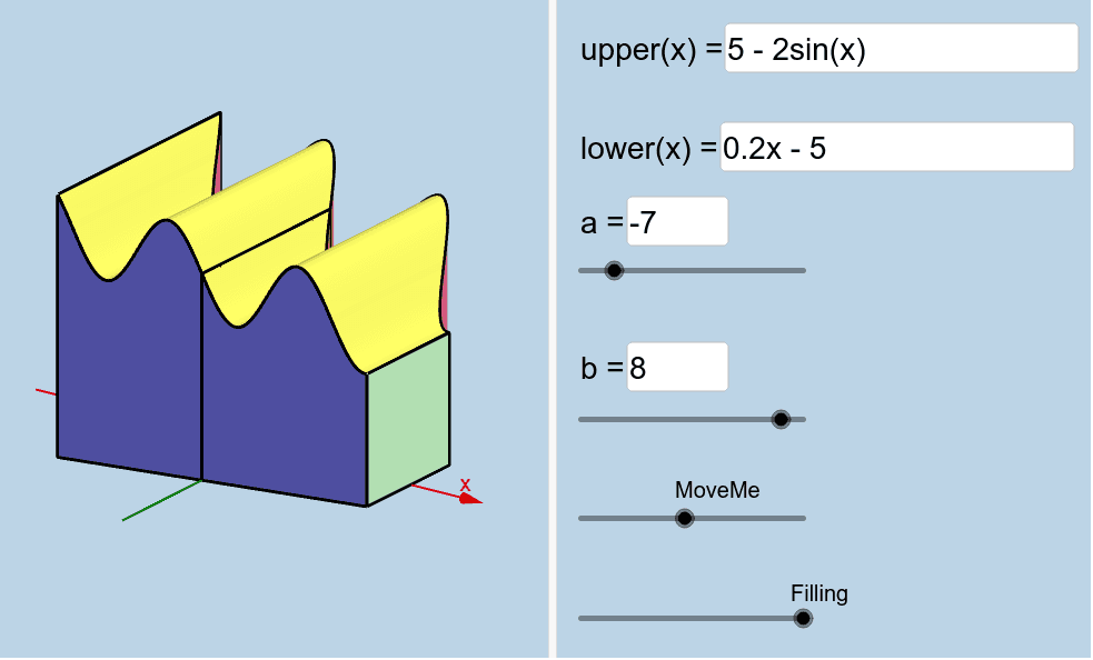 Modifiable Solid: Square Cross Sections Parallel to yAxis – GeoGebra