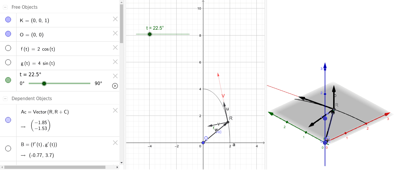vectores Tangente, Normal, Binormal – GeoGebra