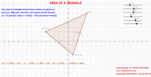 Area of a triangle whose vertices are given – GeoGebra