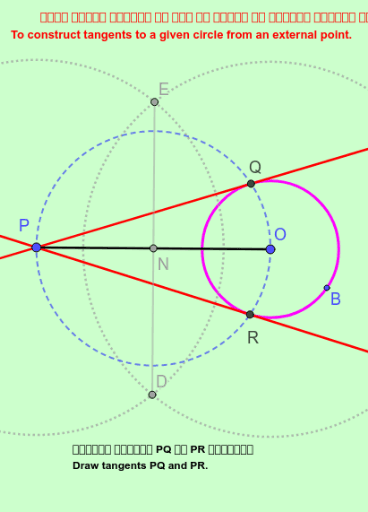 Construction of tangents to a circle from external point – GeoGebra