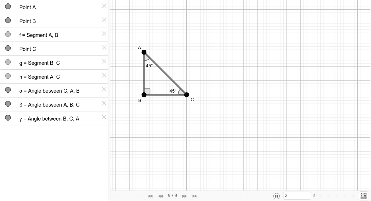 triángulo rectángulo isósceles – GeoGebra