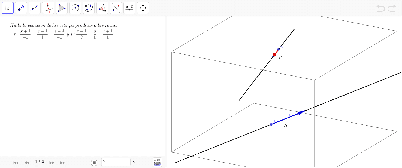 Perpendicular común a dos rectas que se cruzan – GeoGebra