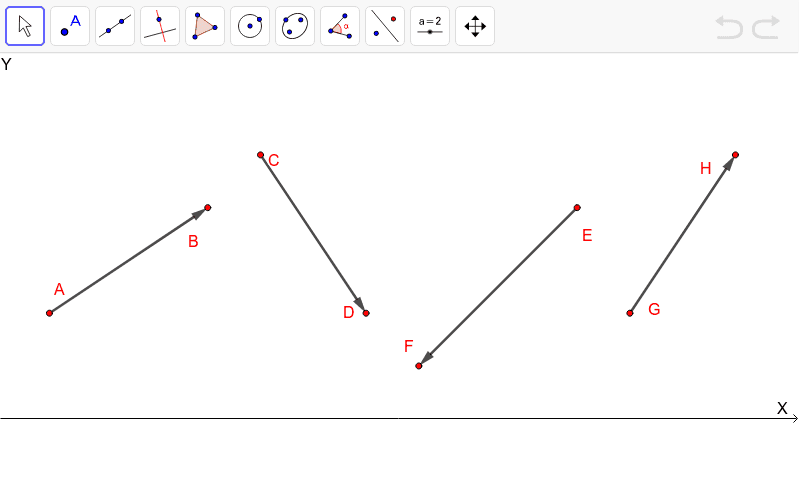 Vectores en el plano cartesiano – GeoGebra