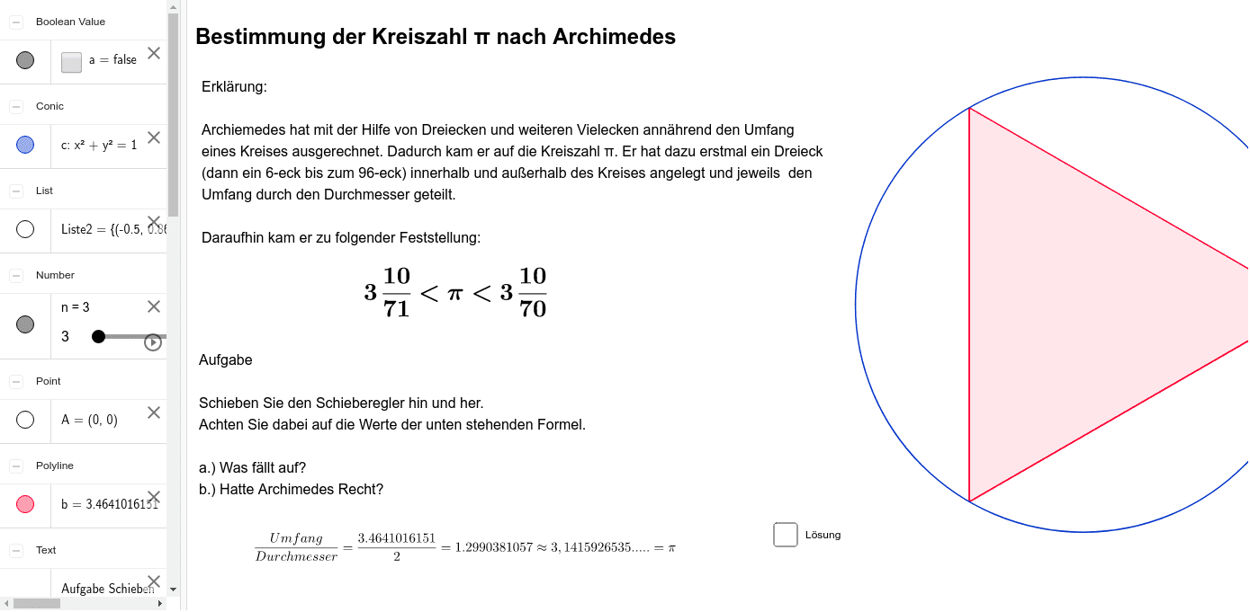 Archimedes Pi – GeoGebra