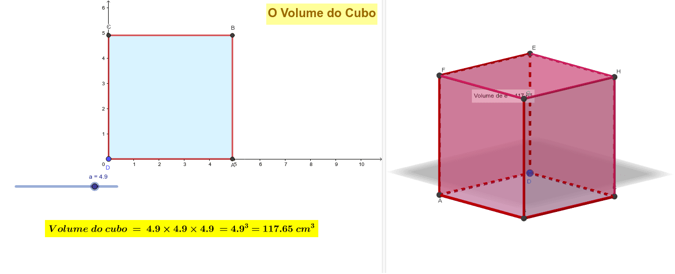 O volume do cubo – GeoGebra