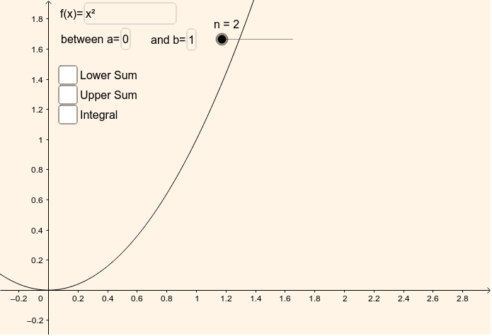 Lower and Upper Sums – GeoGebra