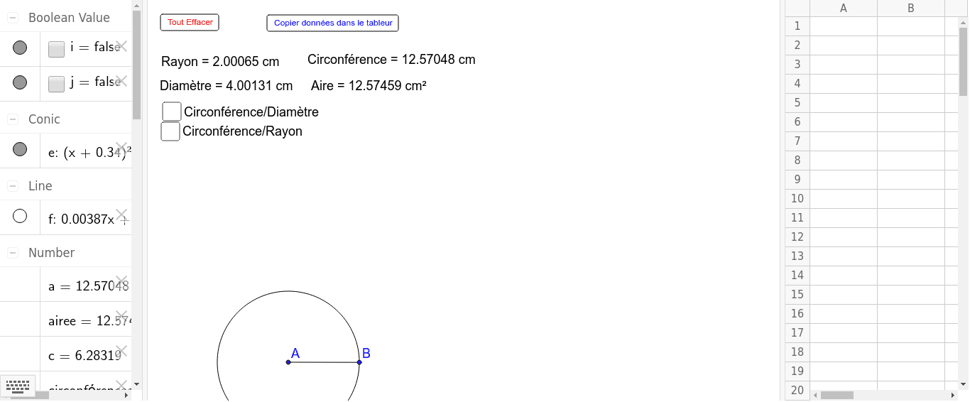 Circonférence d'un cercle – GeoGebra