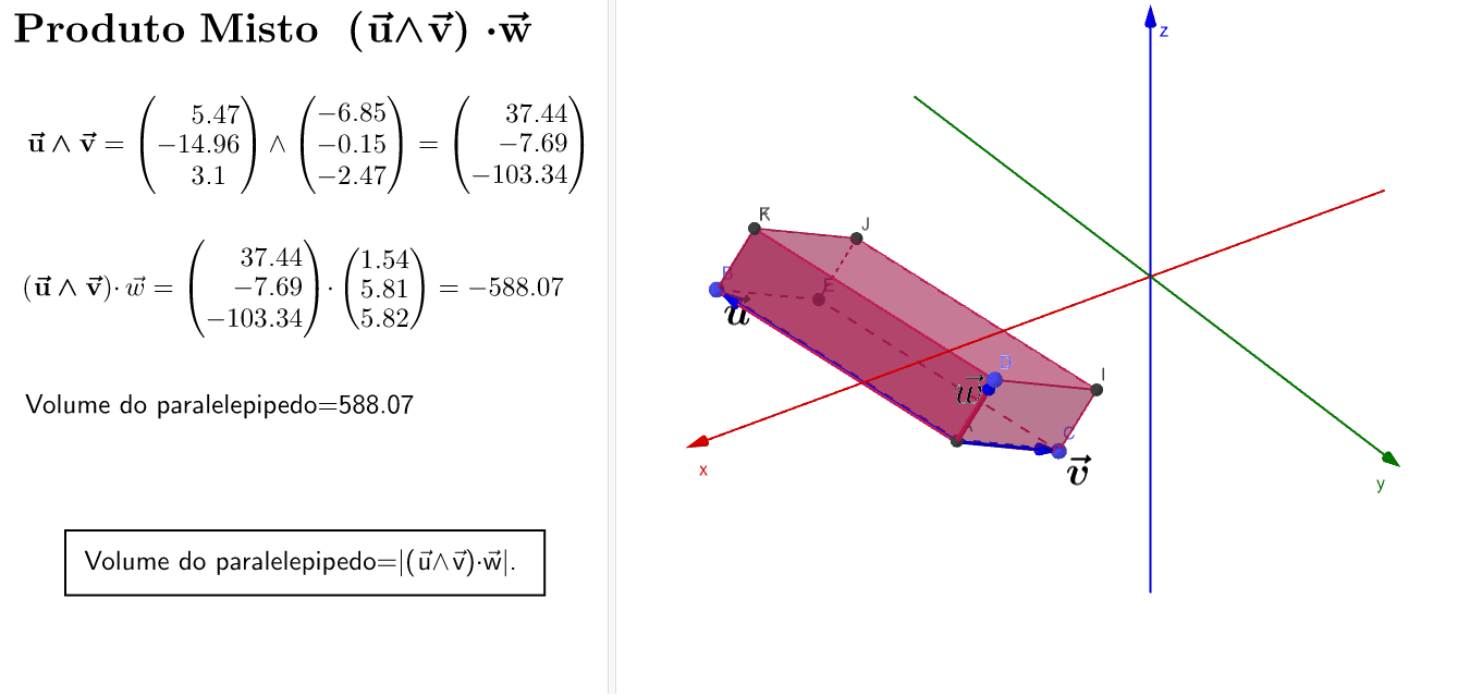 Produto Misto – GeoGebra