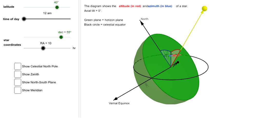 Altitude and Azimuth – GeoGebra