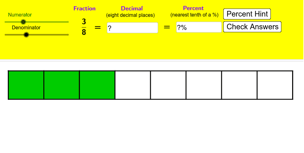Fractions, Decimals, and Percents – GeoGebra