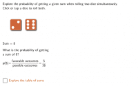 Rolling two dice simultaneously - Sum of values - Exploration+Practice – GeoGebra