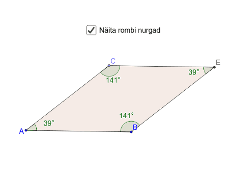 Rombi omadused – GeoGebra