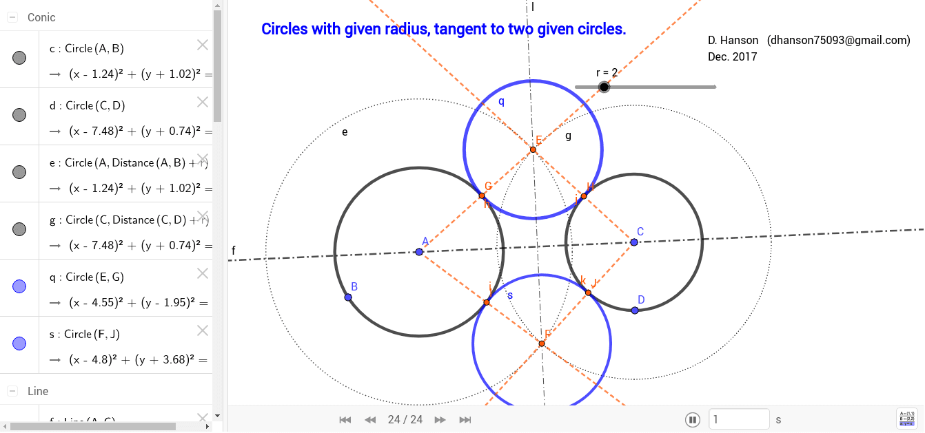 Tangent Circles Construction – GeoGebra