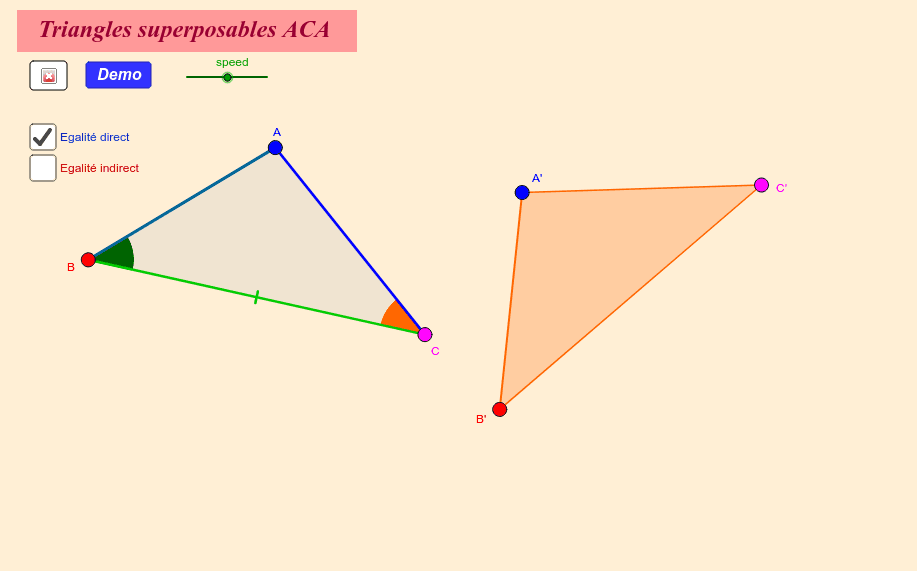 Triangles superposables ACA – GeoGebra