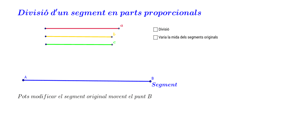 Divisió d'un segment en parts proporcionals – GeoGebra