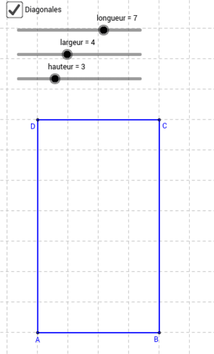 Diagonales du parallélépipède rectangle – GeoGebra