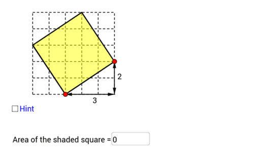 Pitagoro teorema kvadrato ploto skaičiavimui – GeoGebra