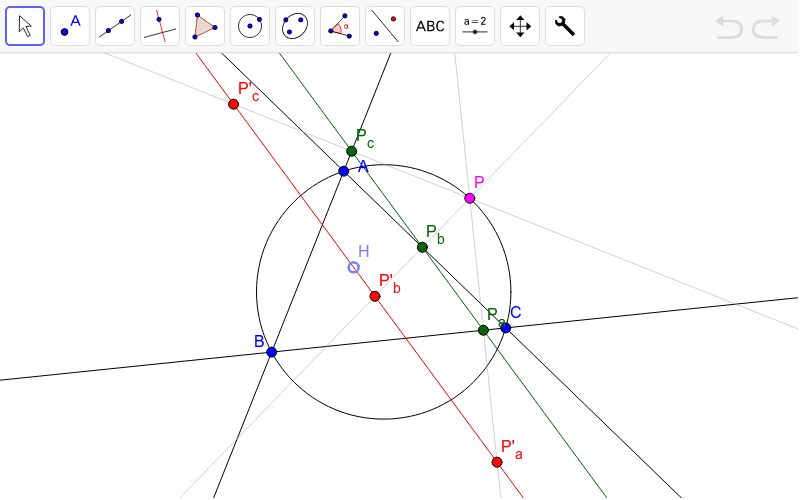 Reflecting a Point on the Circumcircle – GeoGebra