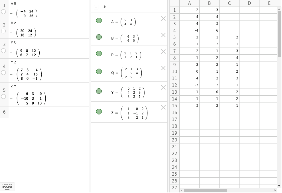 Contoh soal matrix 2x2, matrix 2x3, dan matrix 3x3 – GeoGebra