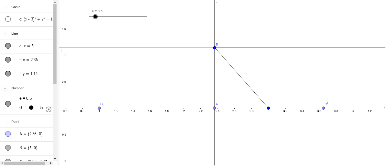 Conic section (Eccentricity modul) – GeoGebra