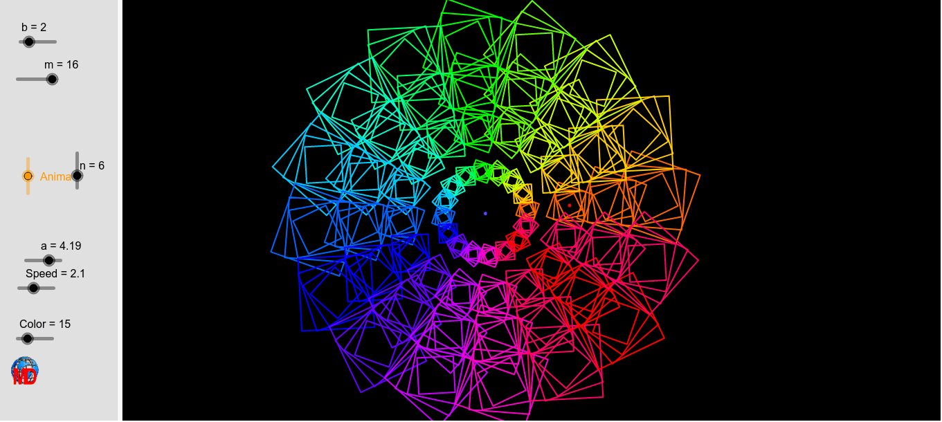 Pursuit curves rose – GeoGebra