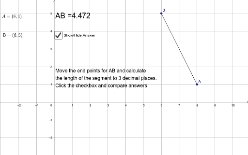 Find the Distance Between Two Points – GeoGebra