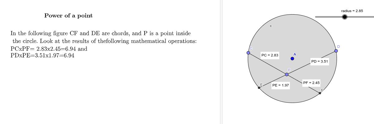 Power of a point – GeoGebra